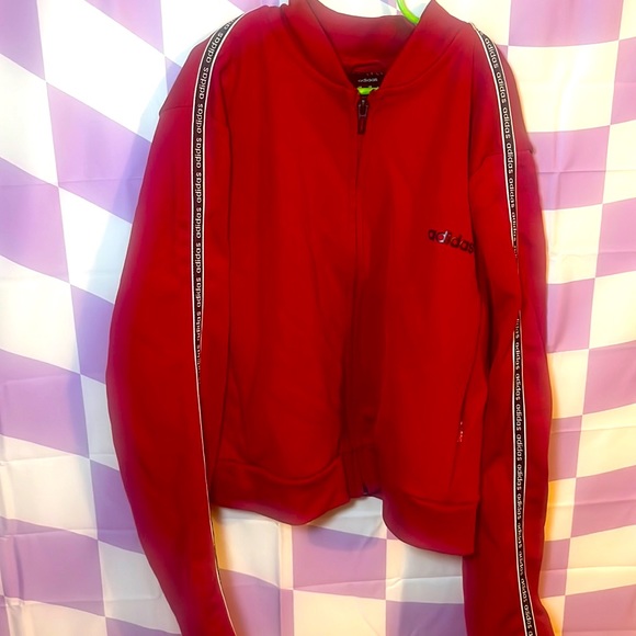adidas | Tops | Red Adidas Track Suit Jacket | Poshmark